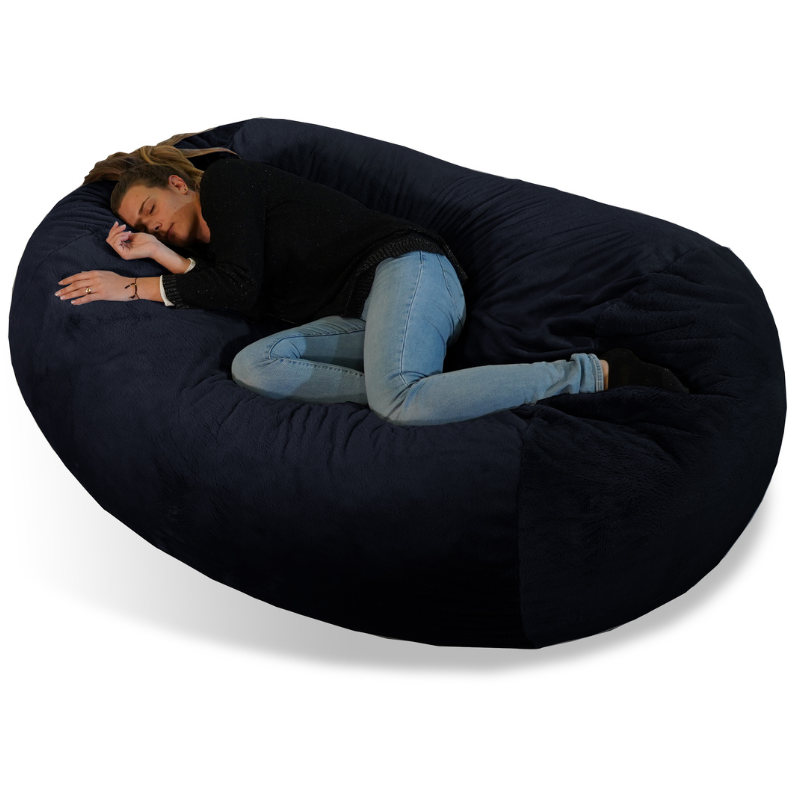 Pouf long géant déhoussable fausse fourrure BANANAIR noir 160 cm ...