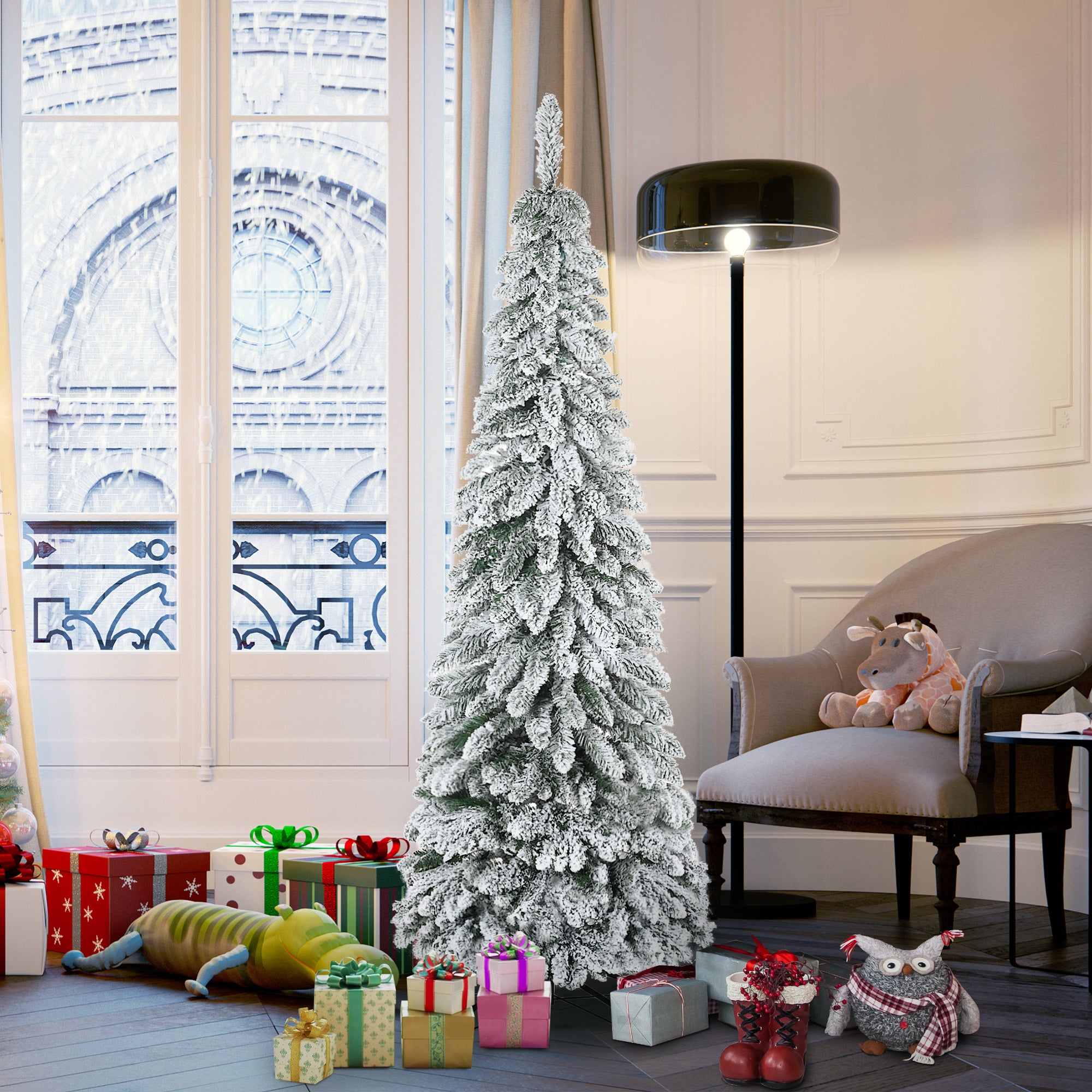 Sapin de Noël artificiel de 1,80 m de haut, avec 523 branches, neige ...