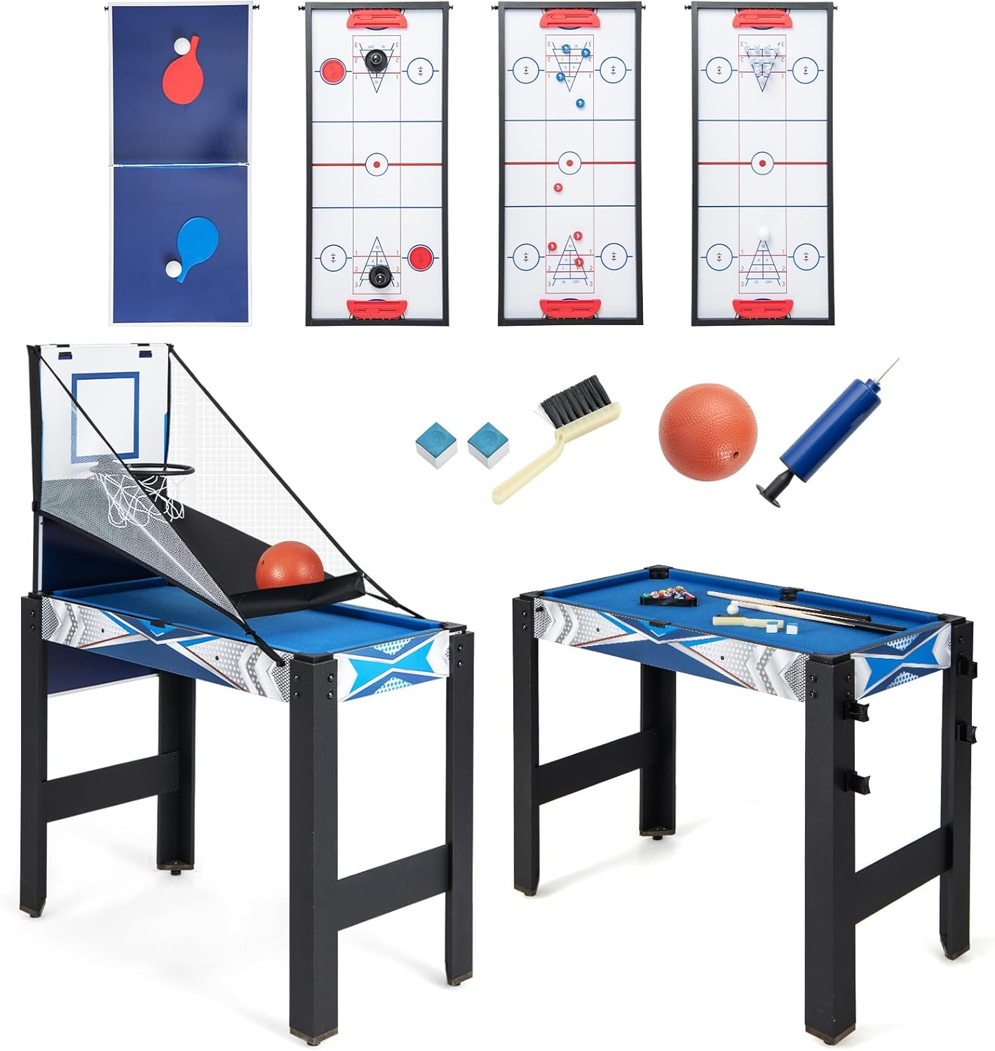 6 en 1 Table de Jeu 6 en 1 Interieur, Table Multi-Jeux de Basket-Ball, Ping-Pong, Hockey, Palets ...