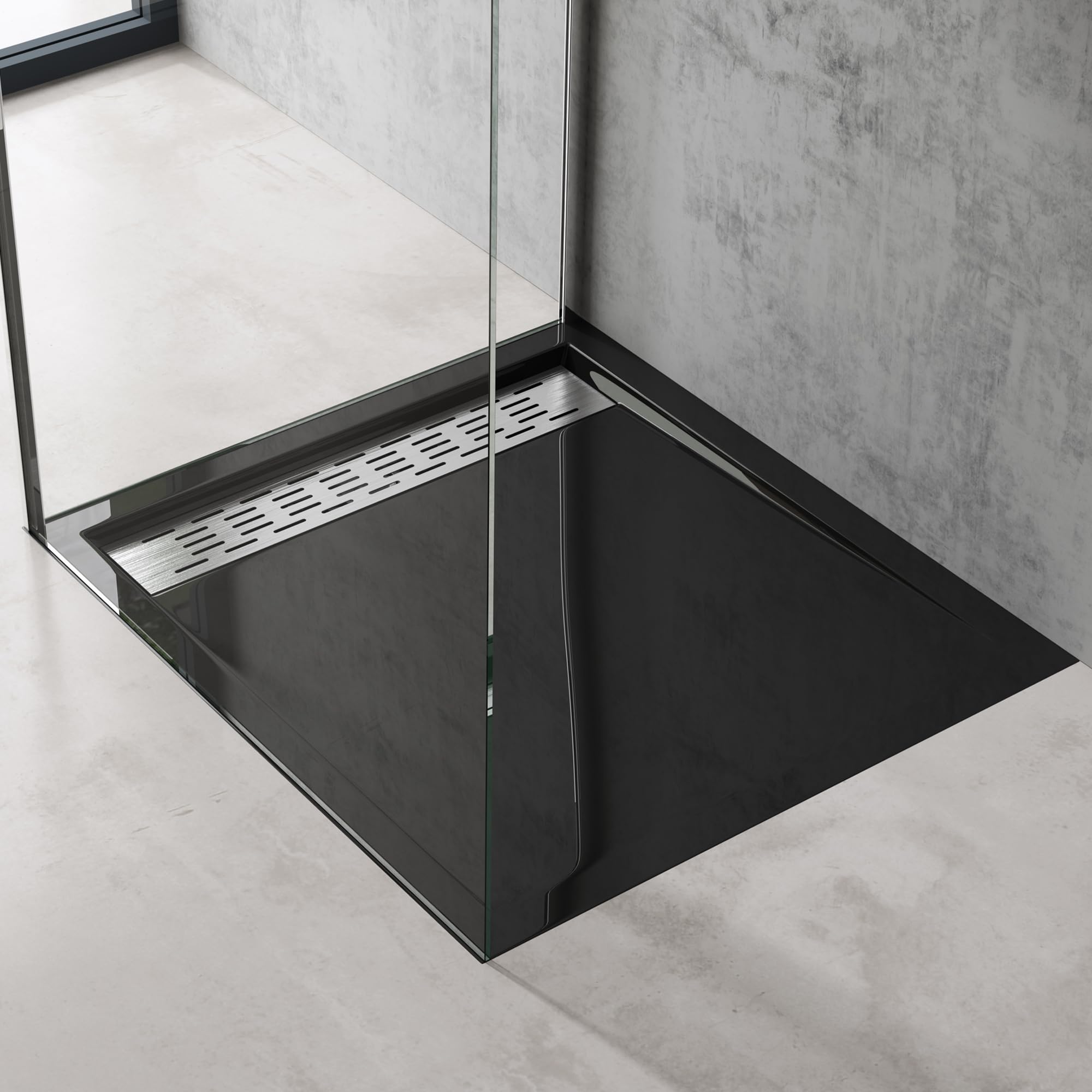 Doporro Receveur de Douche Noir Bac à Douche Extra Plat Carré en ...