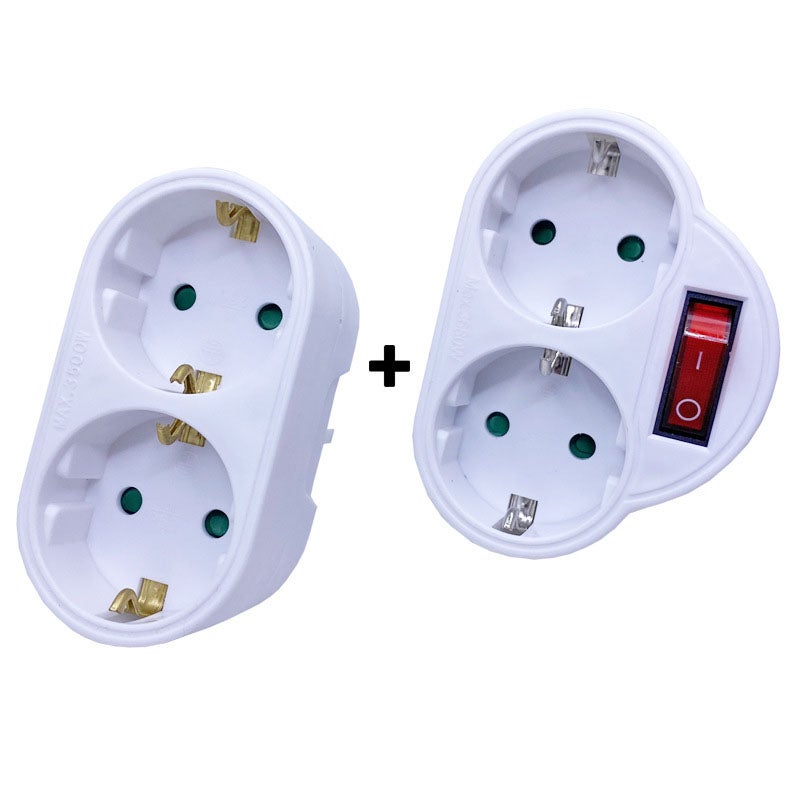 Adaptateur Convertisseur Multiprise EU/DE 1 vers 2 (avec Interrupteur ...