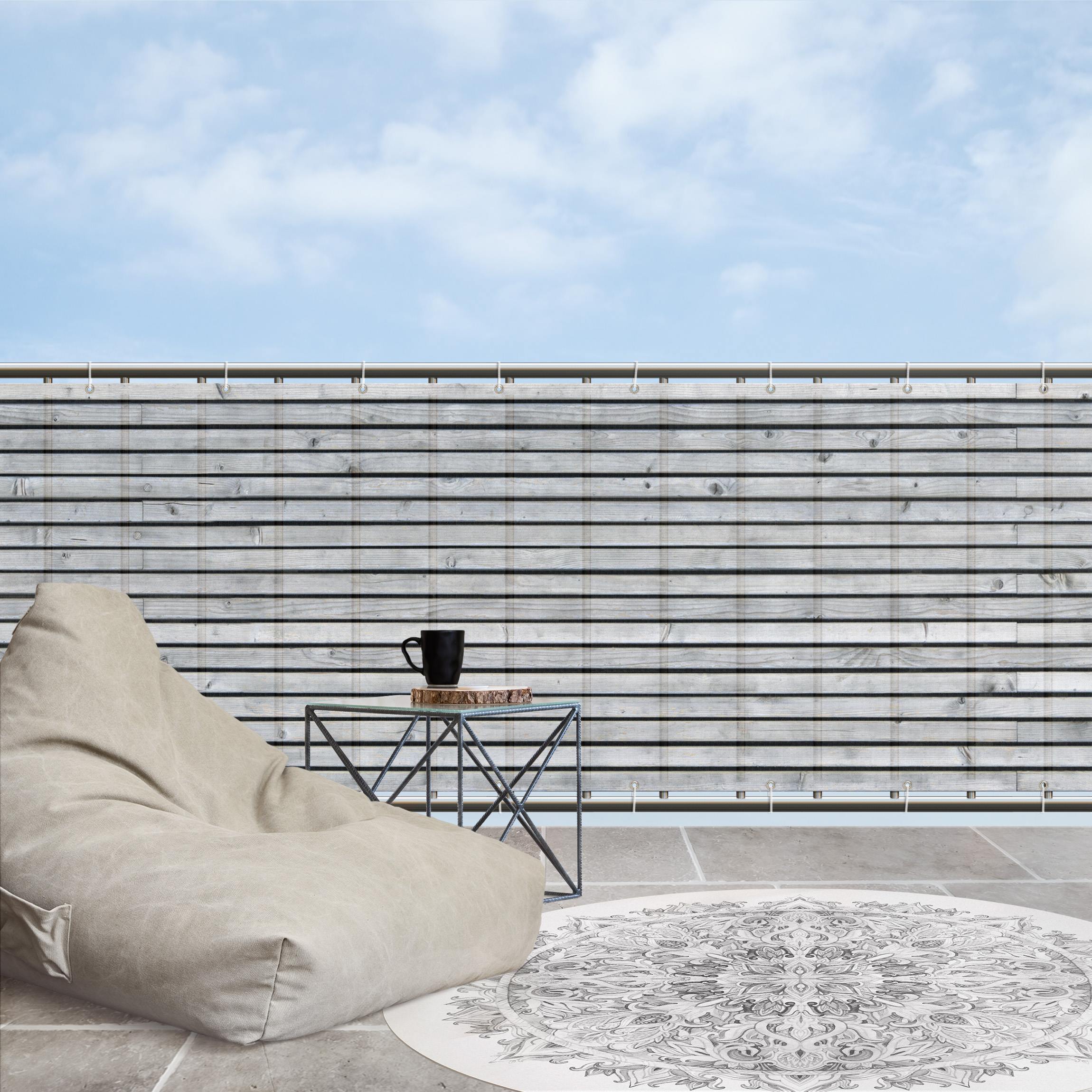 Brise-vue pour balcon - Mur en bois avec moulures étroites noir blanc ...