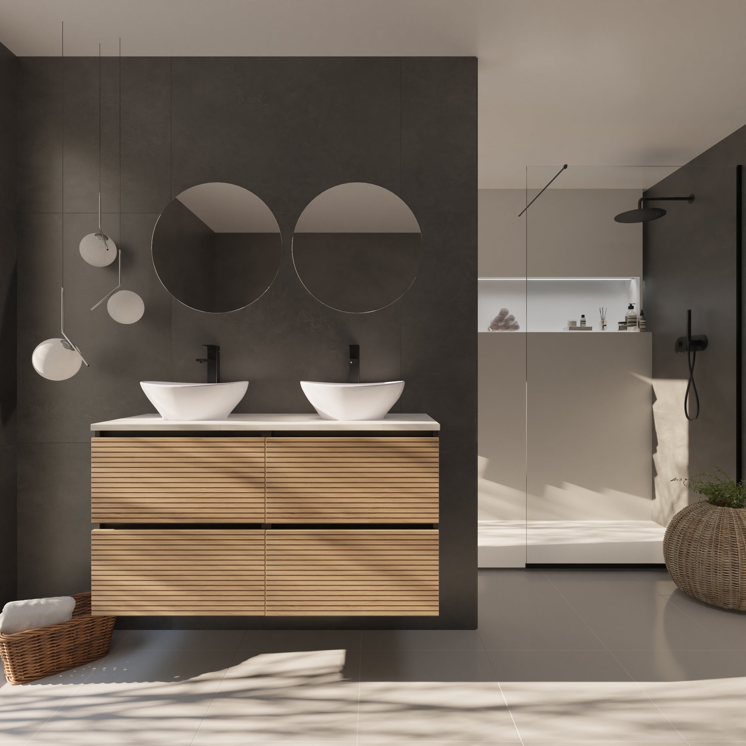 YINU SALLE DE BAIN | 121 CM NOIR - SOLOMON | QUATRE TIROIRS | AVEC ...