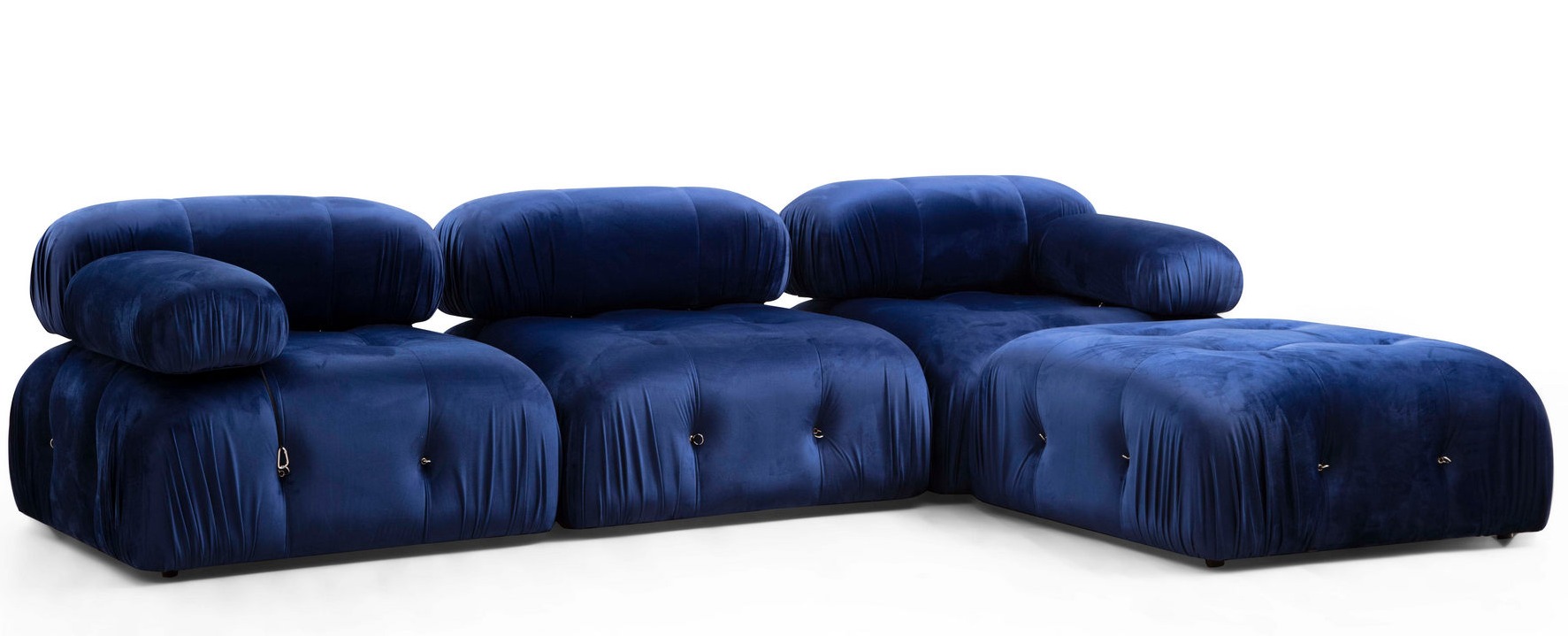 Canapé d'angle modulable velours Bubble-Couleur Bleu nuit | Leroy Merlin