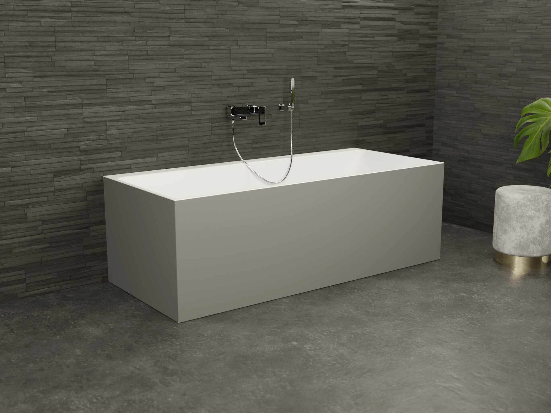 Baignoire semi-îlot Murale COBALT 170 Grise L. 170 x l. 75 cm, by SPALINA | Leroy Merlin