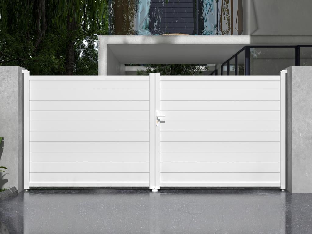 Portón de aluminio Ancho 397 x Alt. 181 cm blanco - NAZARIO | Leroy Merlin