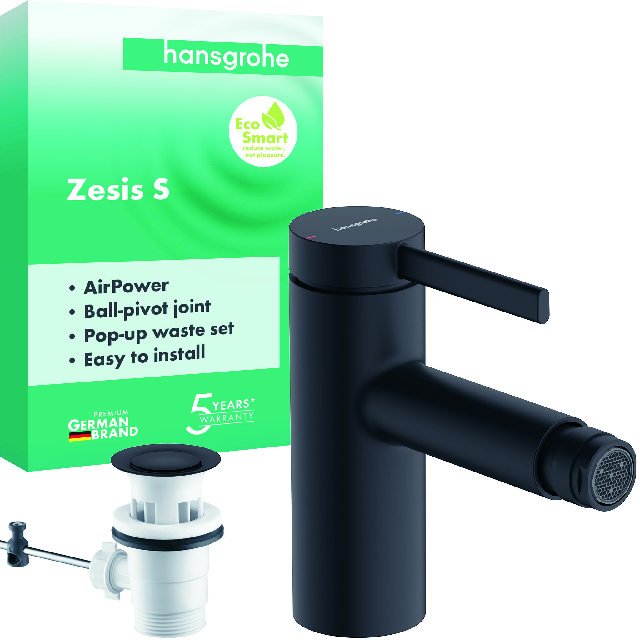 Hansgrohe Zesis S mezclador monomando para bidé con juego de desagüe ...