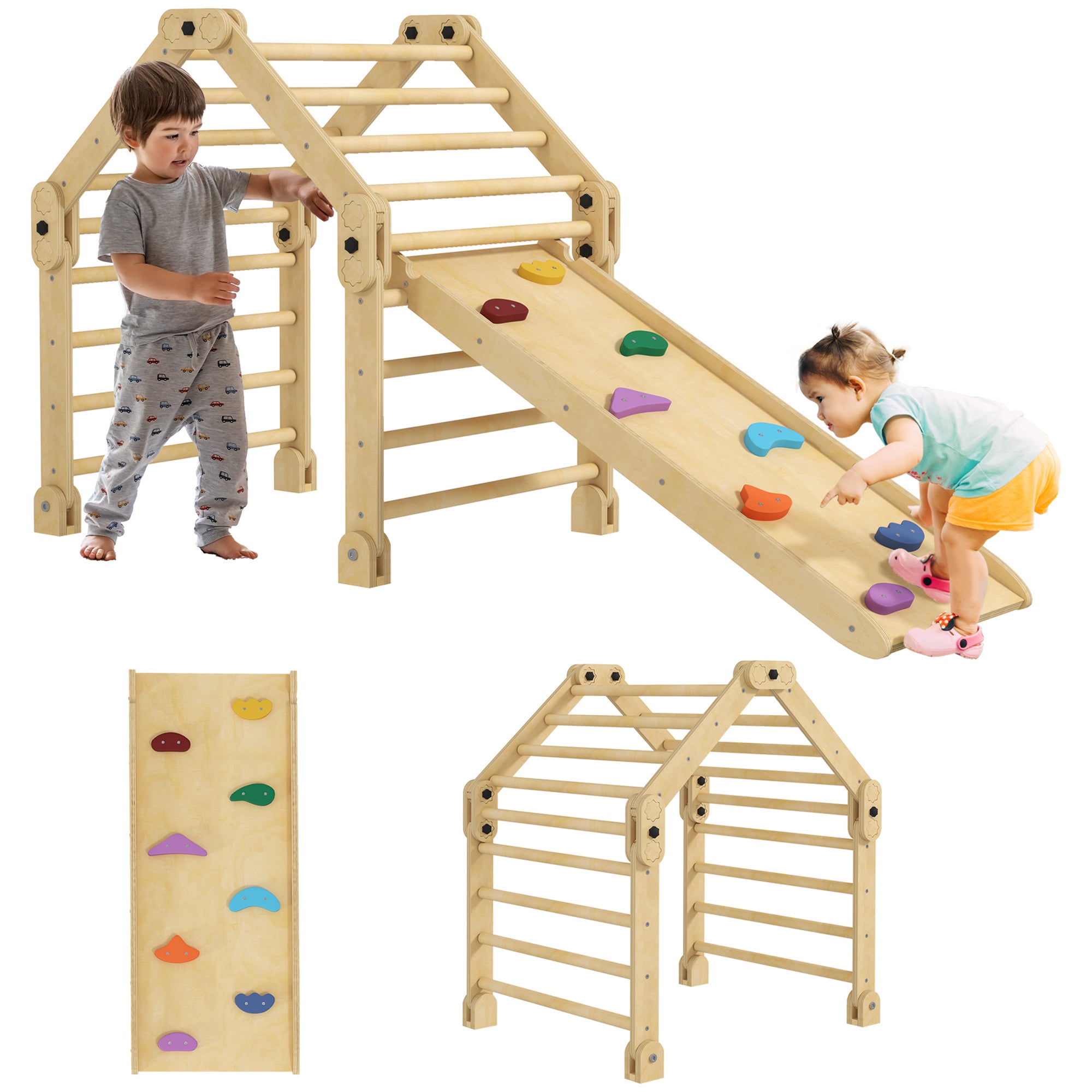 Structure d'Escalade 3 en 1 Pliable Enfants 18-48 Mois Rampe Toboggan ...