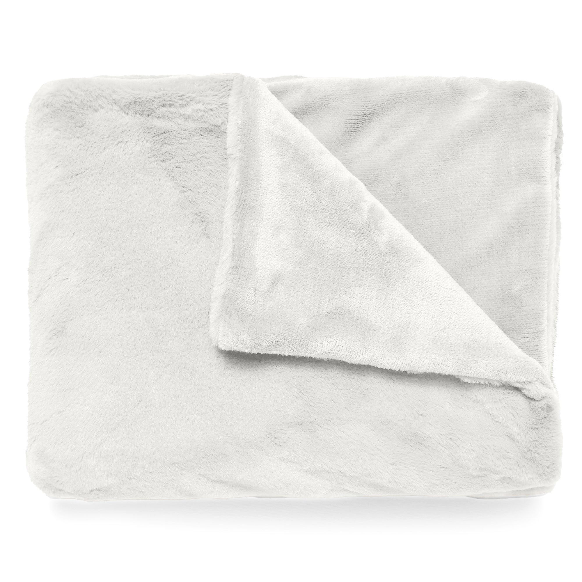 Plaid 130x170 cm WOODLAND en fausse fourrure doublée velours Ecru ...