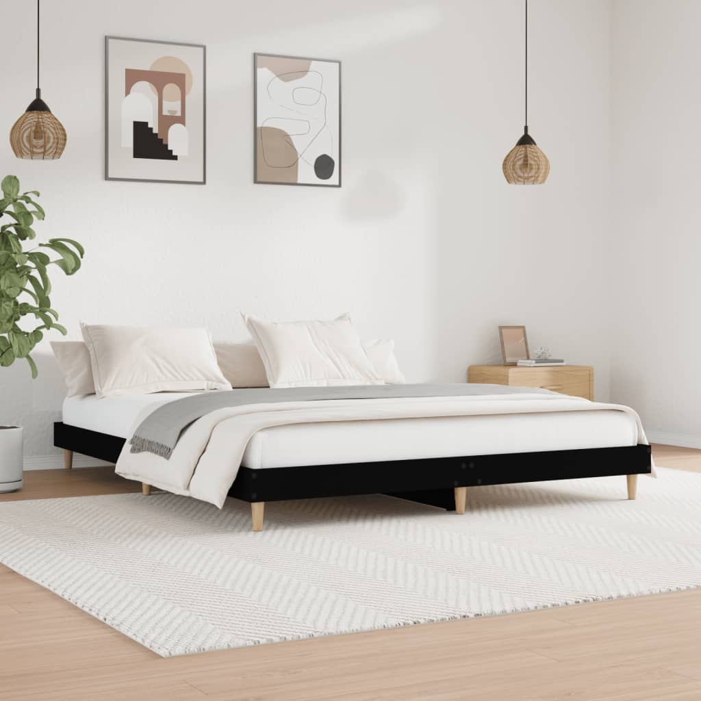 Estructura de cama negra de madera contrachapada 200x200 cm | Leroy Merlin