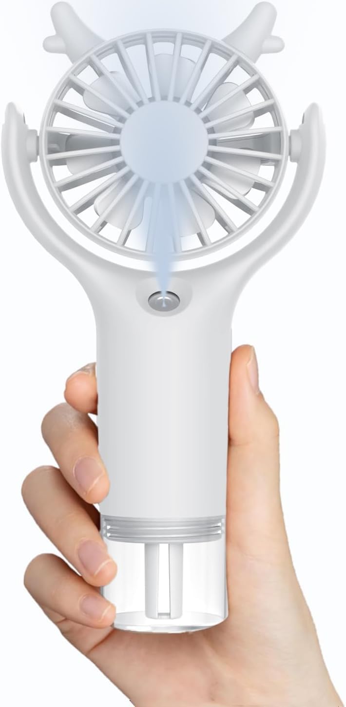Mini ventilateur manuel avec fonction humidité, portable, rechargeable ...