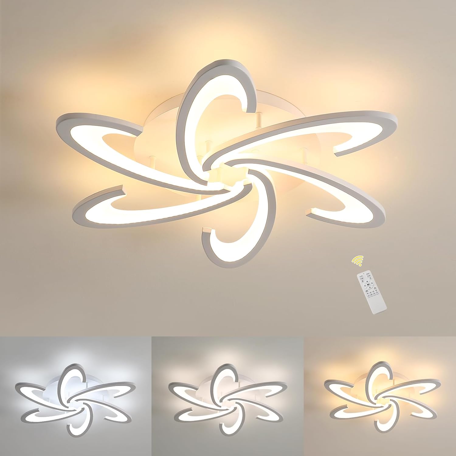 Plafonnier LED moderne à intensité variable, 54 W, design floral ...