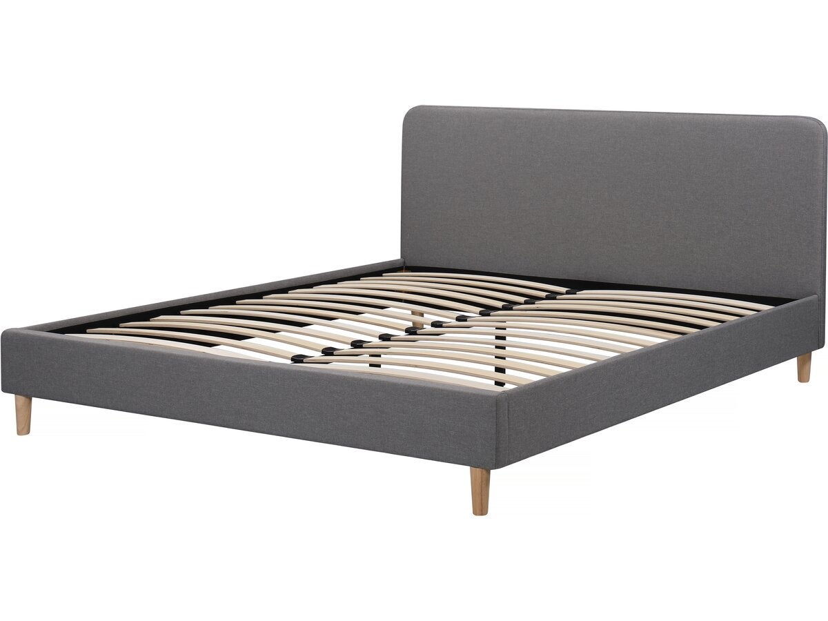 Lit double en tissu "Louise" 160 x 200 cm - Gris | Leroy Merlin