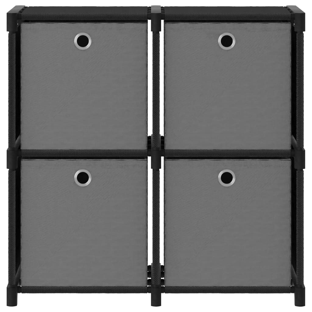 Étagère de rangement | Étagère à 4 cubes avec boîtes Noir 69x30x72,5 cm ...