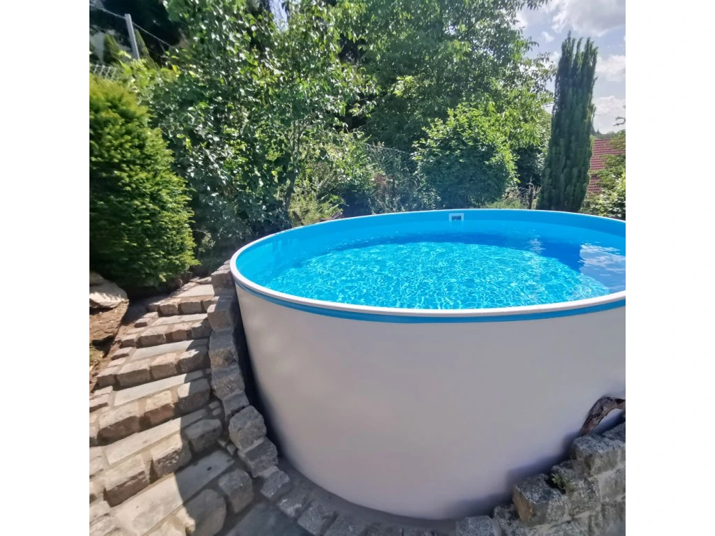 Piscina Azuro redonda elevada 3,6 x 0,9 m, pared BLANCA 0,3 mm, Liner ...