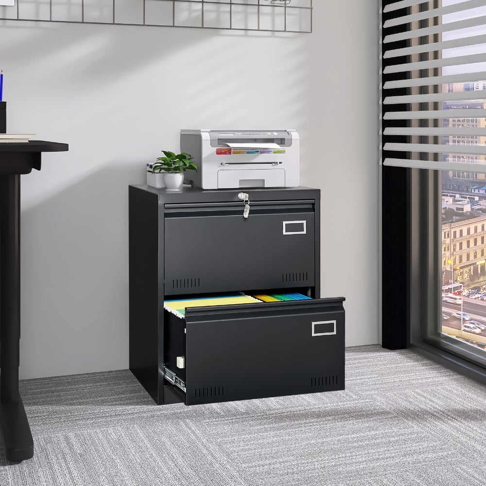 Archivador Metálico con 2 Cajones y Cerradura – Mueble de Oficina para ...