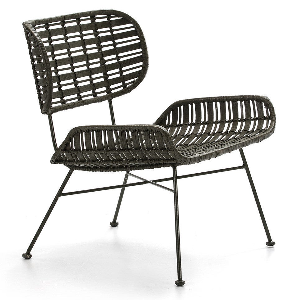 Fauteuil osier tissé vert foncé et pieds métal | Leroy Merlin