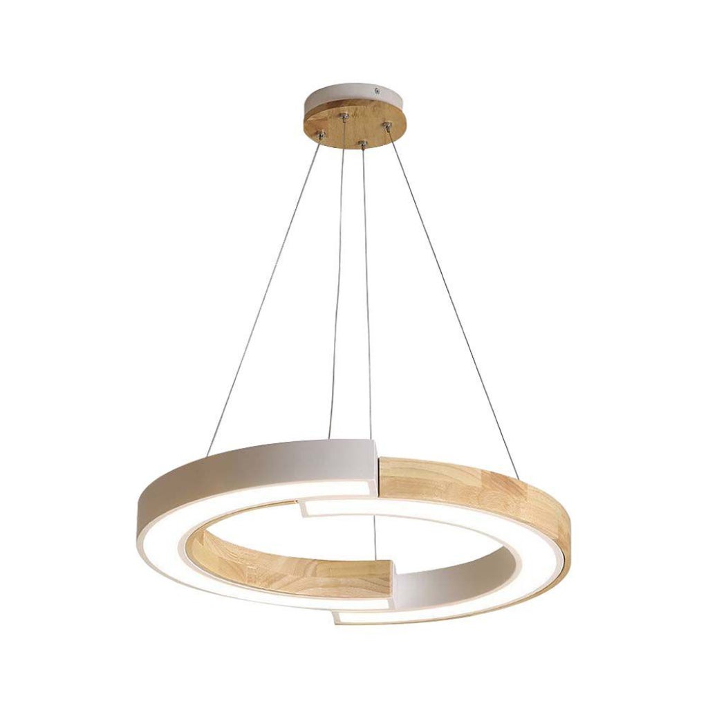 Lustre LED avec 2 croissants 32W en bois blanc 43*37*112cm 3000K ...