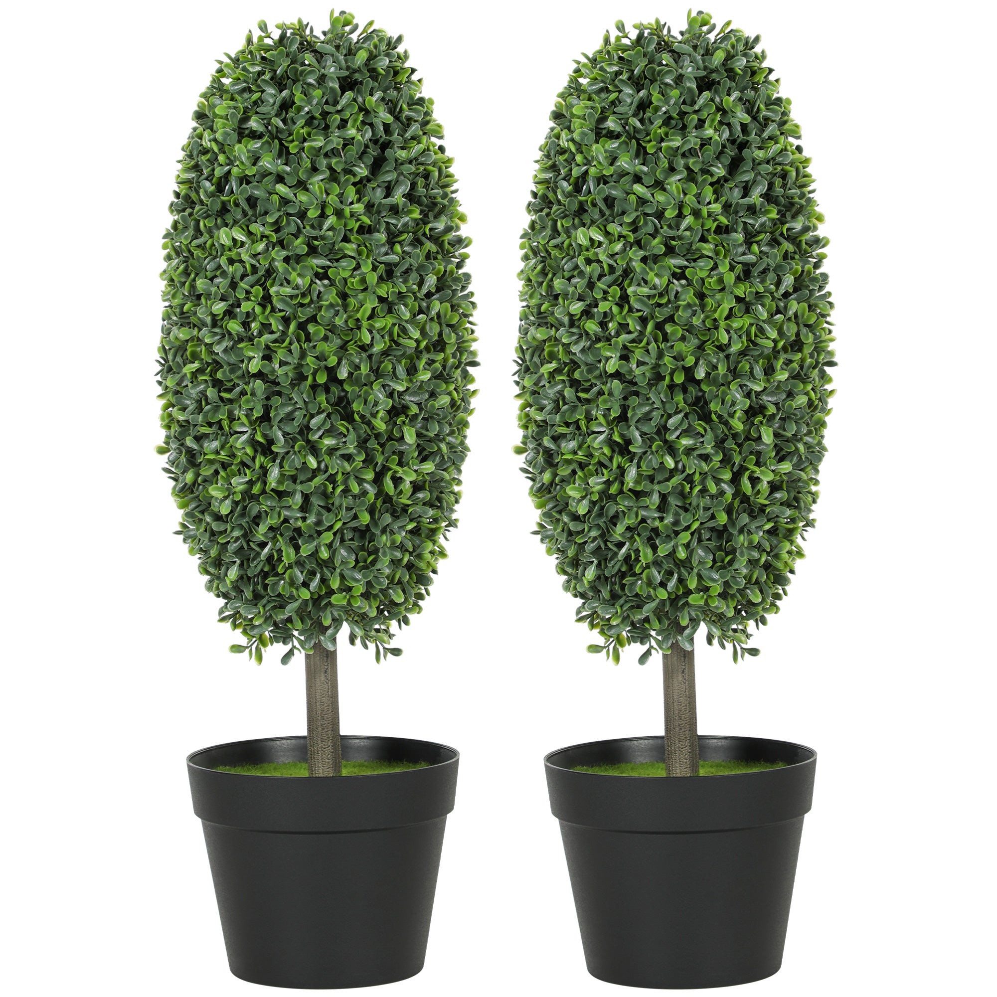 Ensemble de 2 plantes artificielles, vert, ciment, plastique, arbres ...