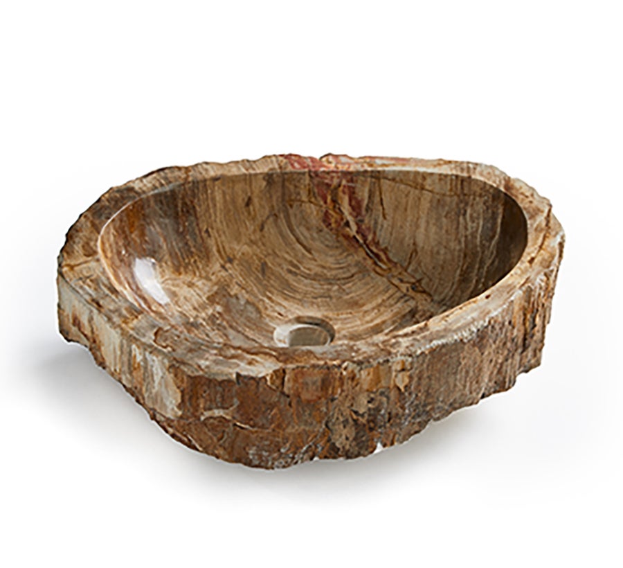 Vasque à poser / lavabo en pierre naturelle coloris brun - Longueur 45 ...