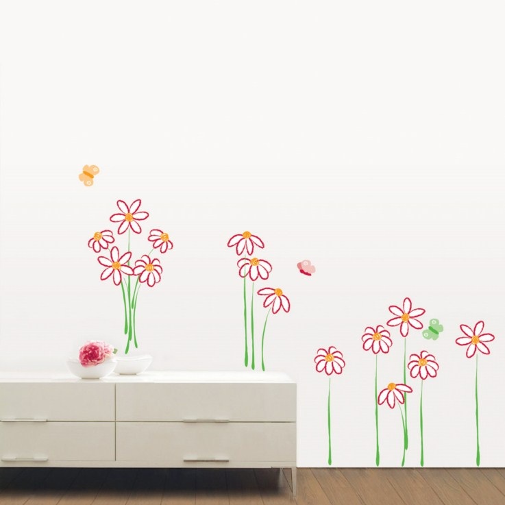 Stickers Muraux décoration adhésifs fleurs en dessin | Leroy Merlin