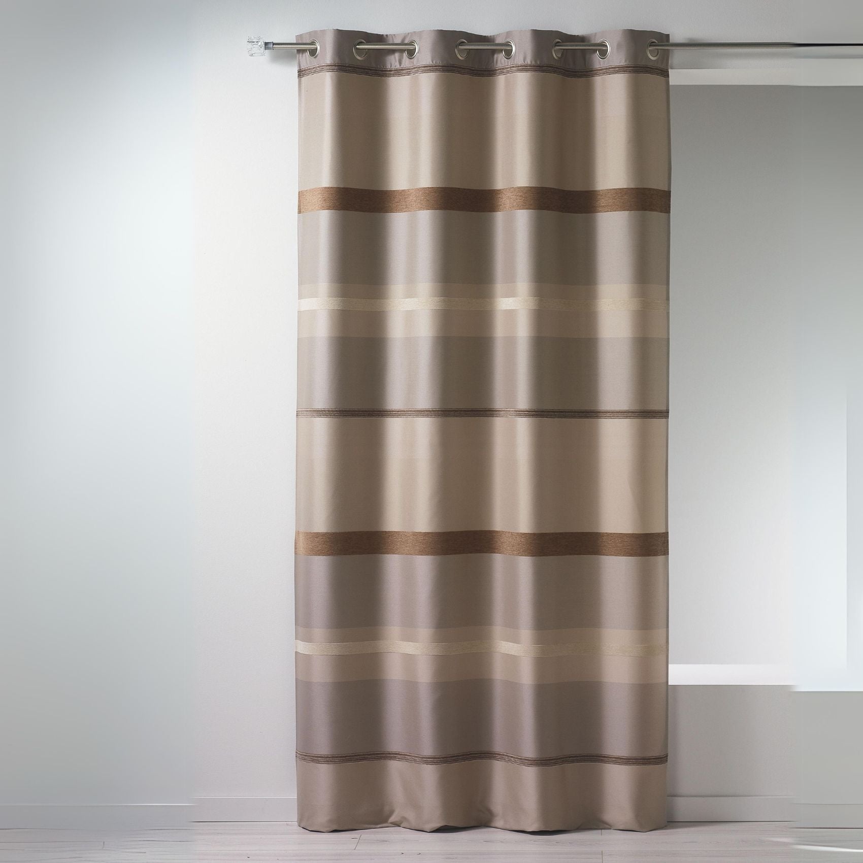 Rideau en jacquard à rayures horizontales design - Beige - 140x260 cm ...