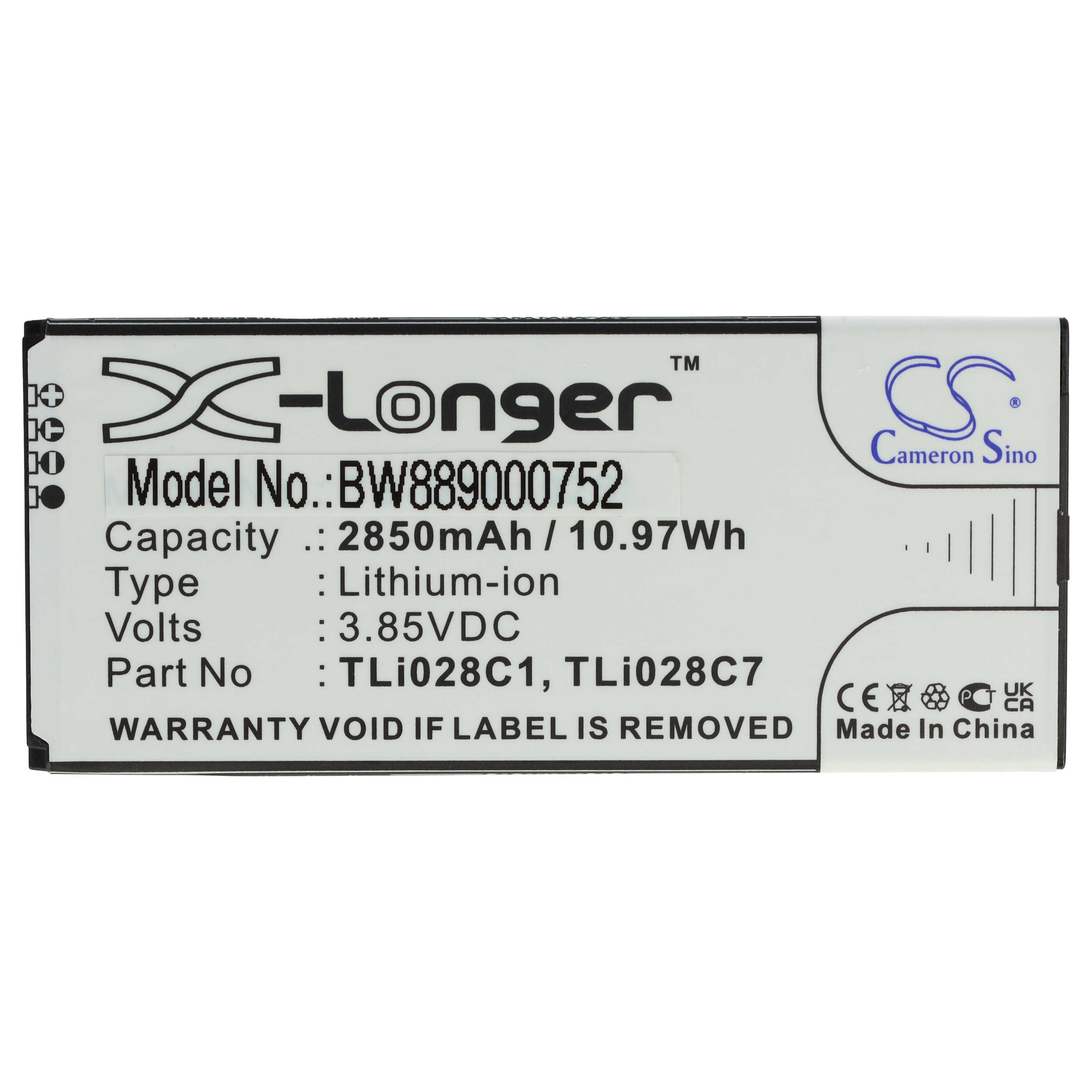 Vhbw Batterie remplacement pour Alcatel TLi028C1, TLi028C7 pour téléphone portable (2850mAh, 3 ...