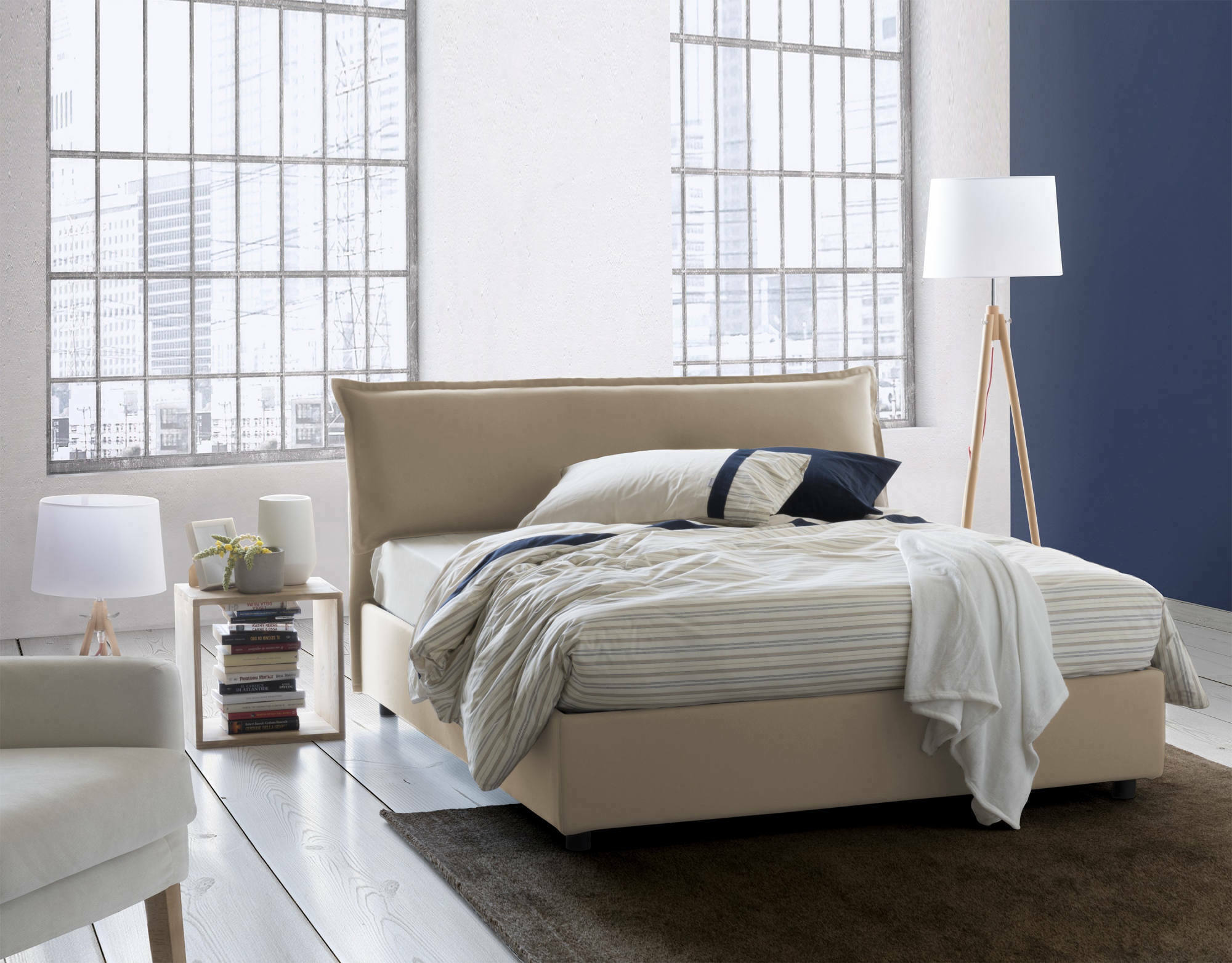 Lit Coffre Giada double, Made in Italy, Lit amovible avec tête de lit ...