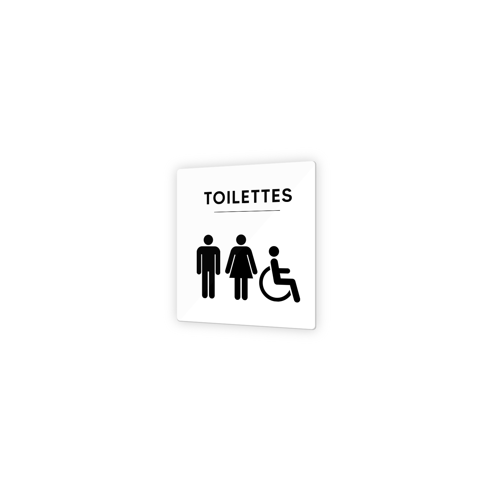 Pictogramme signalétique WC Trio - Panneau PMMA noir - Format 9x9 cm ...
