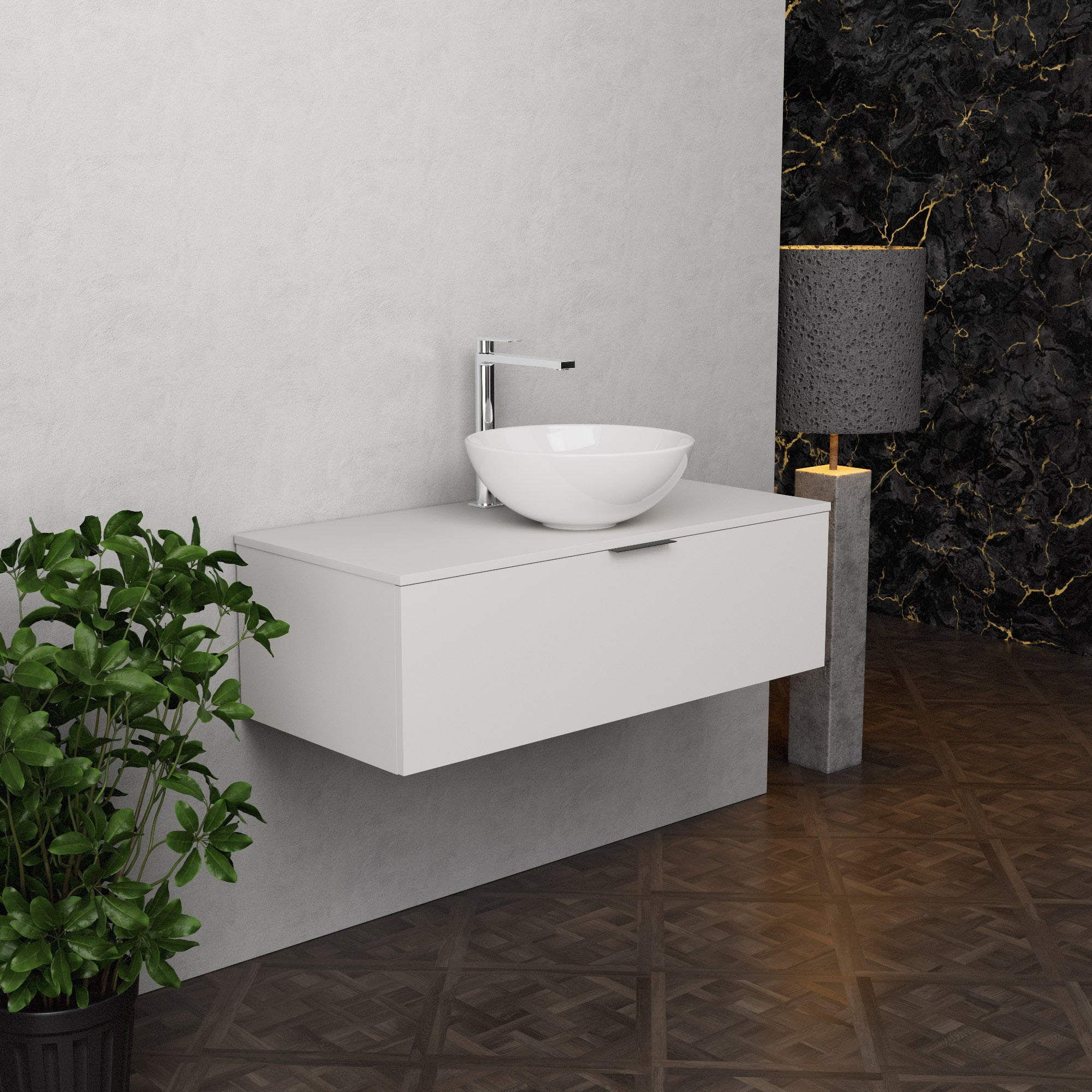 Inda - Mobile bagno 100 cm Bianco opaco con 1 cassetto e lavabo in ...