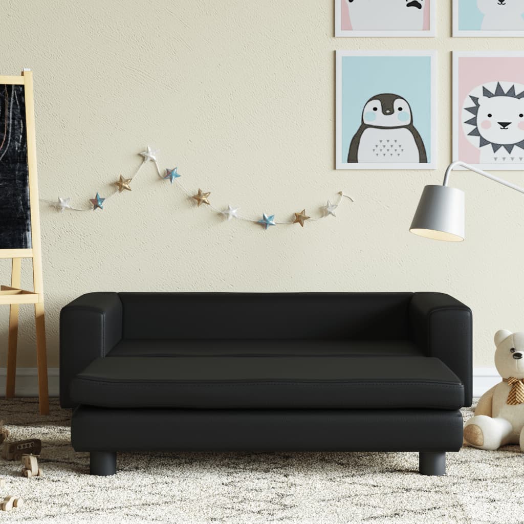 Maison Exclusive - Canapé avec repose-pied pour enfants noir 100x50x30 ...
