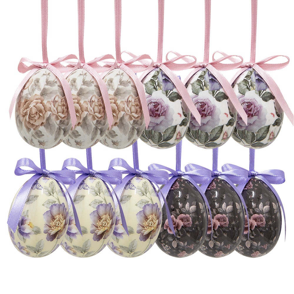 Clayre & Eef Pendentifs de Pâques, set de 12 Œuf Ø 4x5 cm Multicolore ...