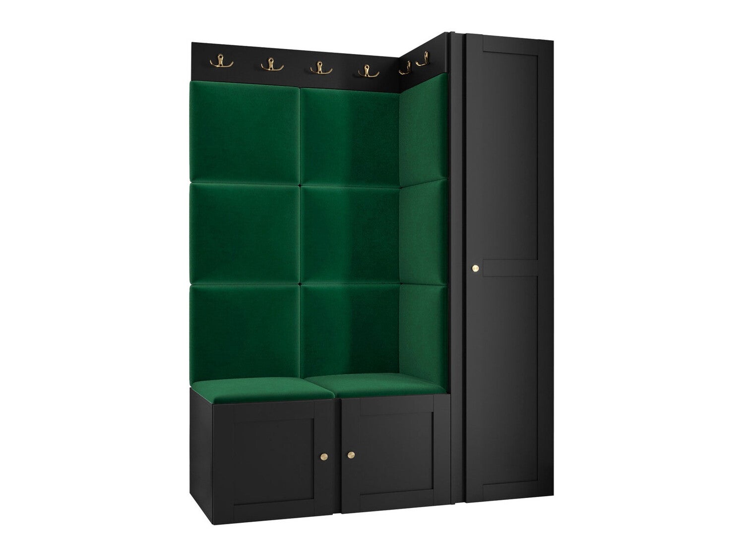 Meuble d'entrée Hartford 377, 186x124x46cm, Vert, Noir, MDF, Stratifié ...