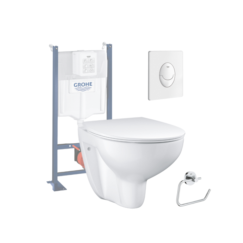 Pack WC sans bride Bau Ceramic avec abattant slim + Bâti support WC ...