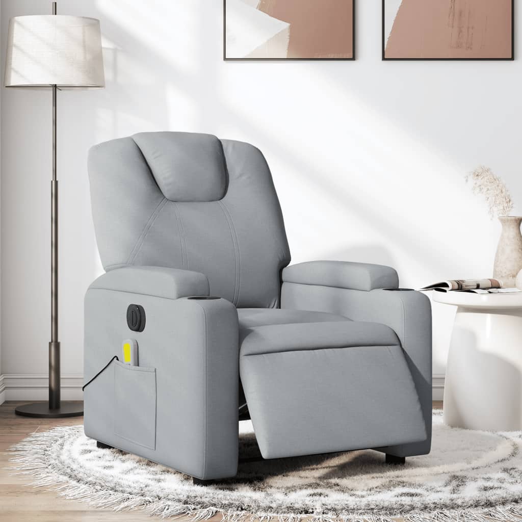 Fauteuil de massage inclinable électrique gris clair tissu | Leroy Merlin