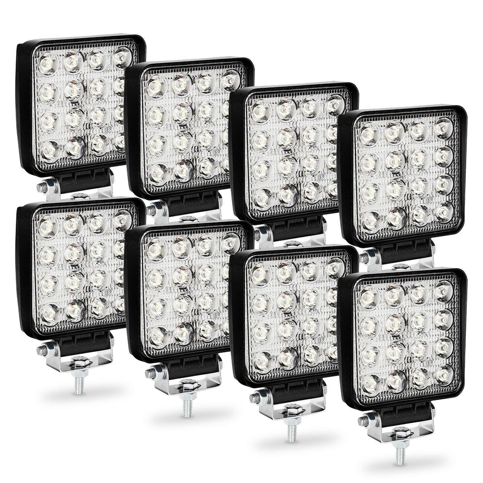 Faretto da lavoro a LED 12V 24V Quadrato 8X 48W LED Faretto per moto ...