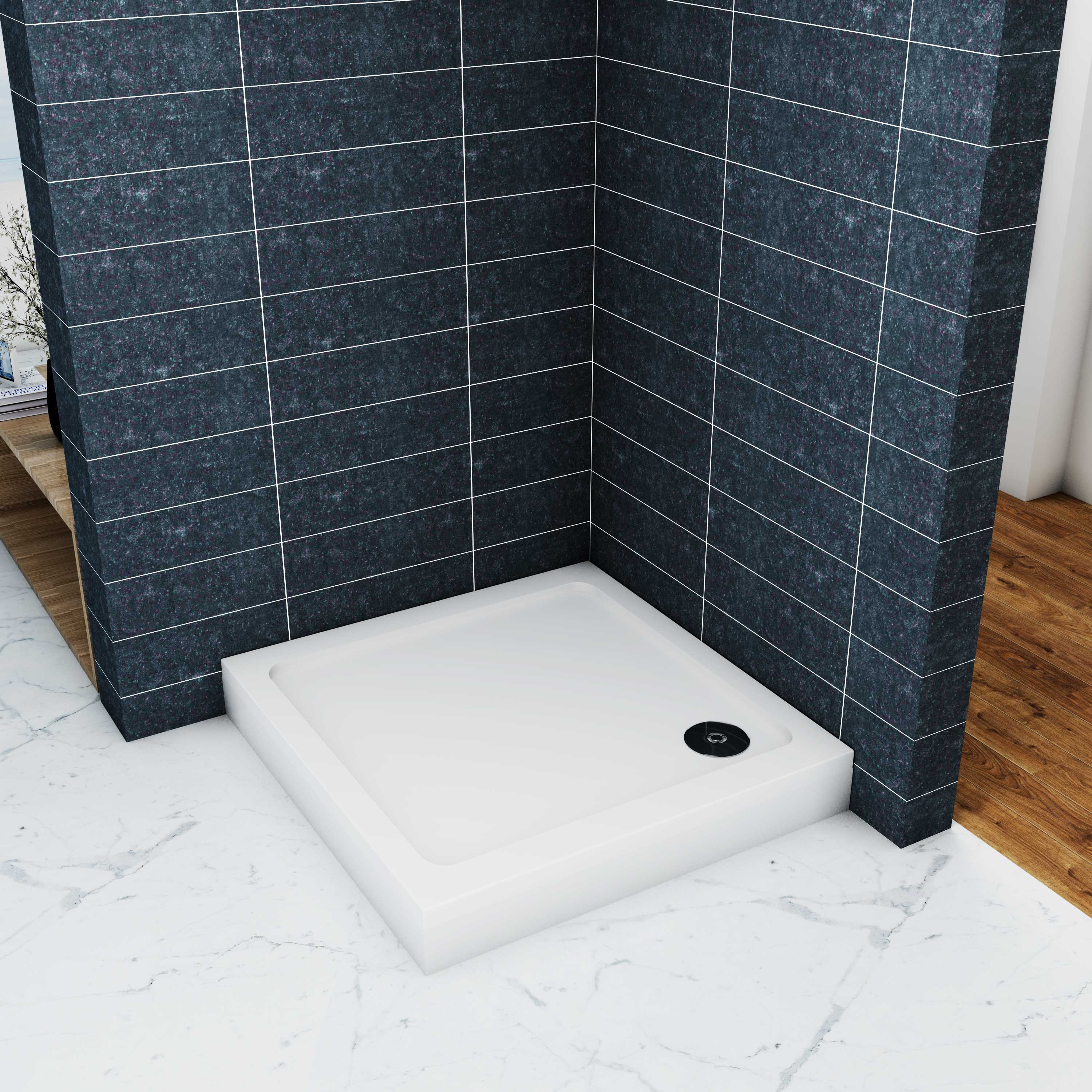 Receveur De Douche L.80 x l.80cm Bac À Douche Blanc Extra-plat Carré ...