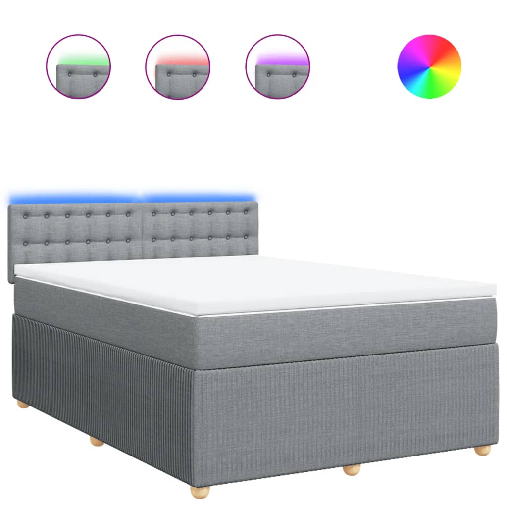 Cama box spring con colchón tela gris claro 140x200 cm | Leroy Merlin