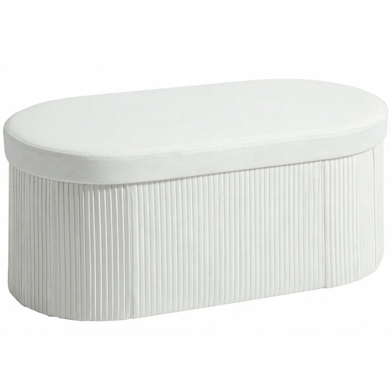 Banc coffre pliable creme aspect velours, 76 x 38 x 35 cm | Leroy Merlin