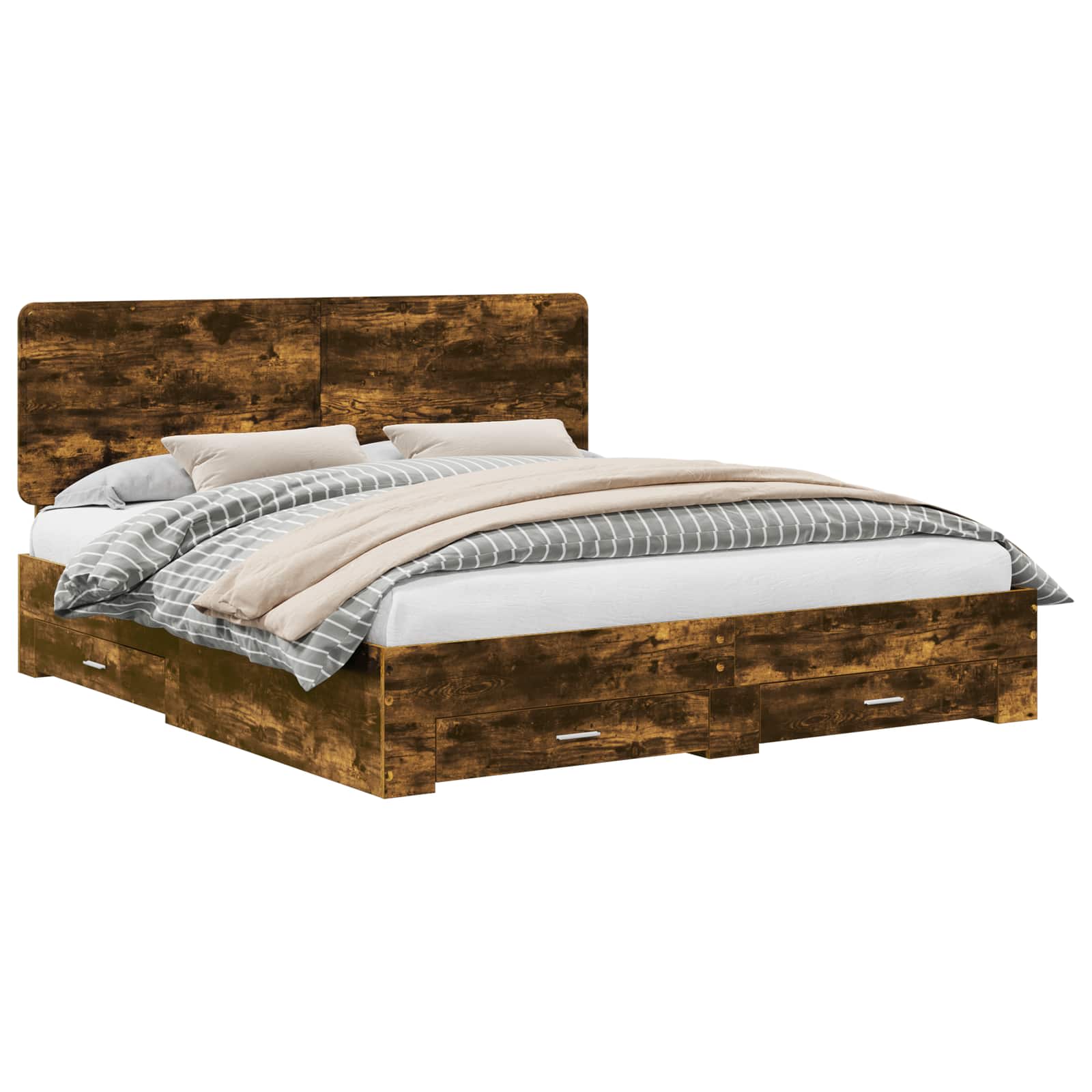 Estructura de cama matrimonial para adultos Estilo con cabecera Roble ...