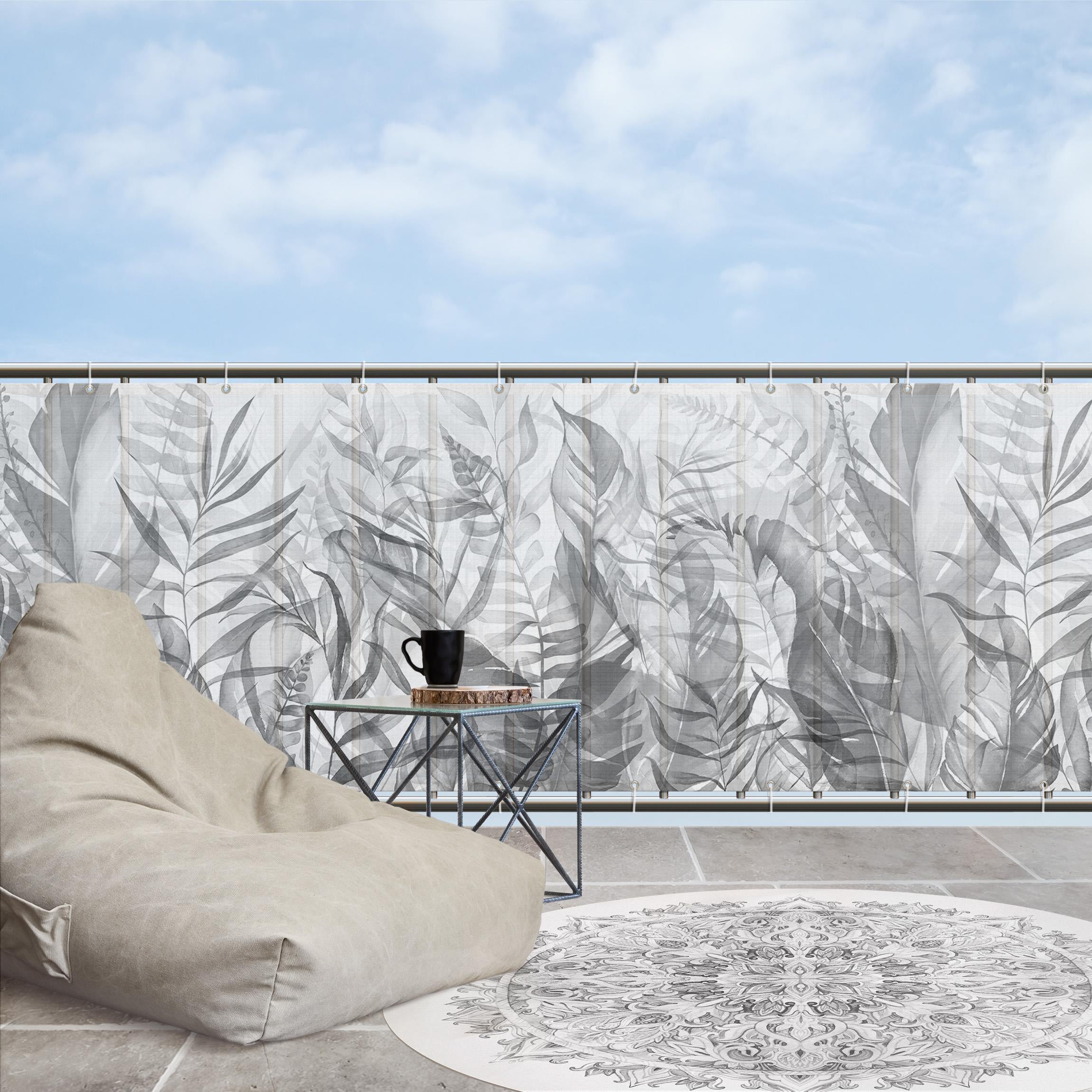 Pantalla de privacidad para balcón - Botany - Tropical Leaves Grey 800 ...