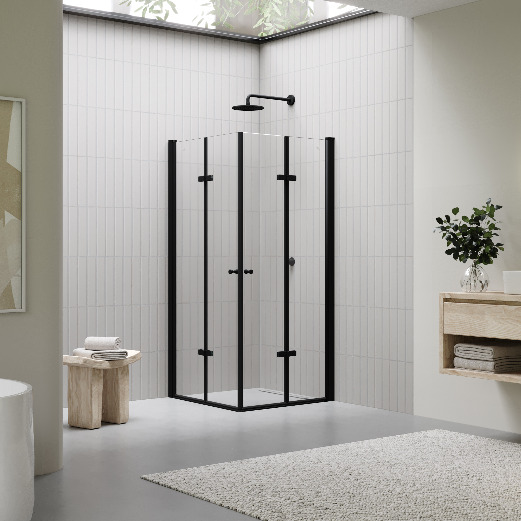 Box Doccia Emma 120x70x180cm, REVERSIBILE, Porte Pieghevoli, Regolazione 118.5-120.5x68.5-70.5cm ...