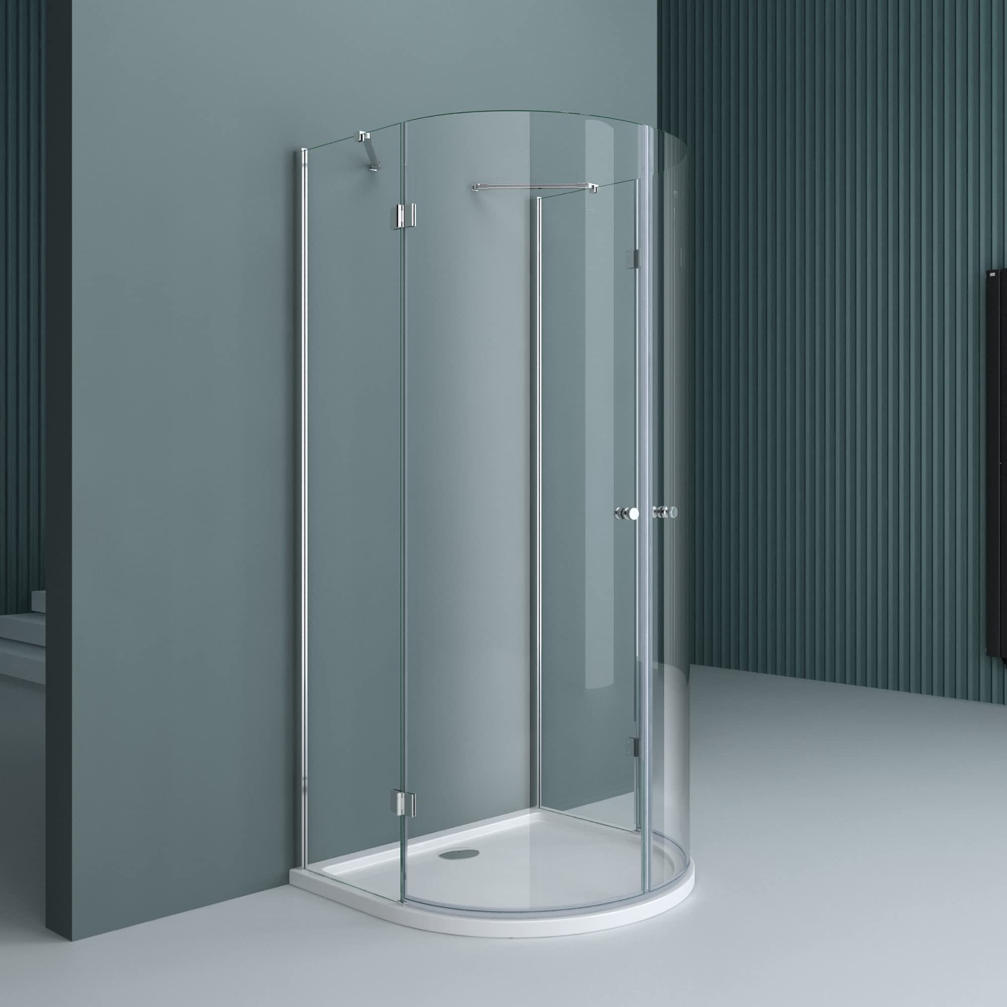 Doporro Cabine de douche ronde 90x90cm transparent paroi de douche 1/2 ...