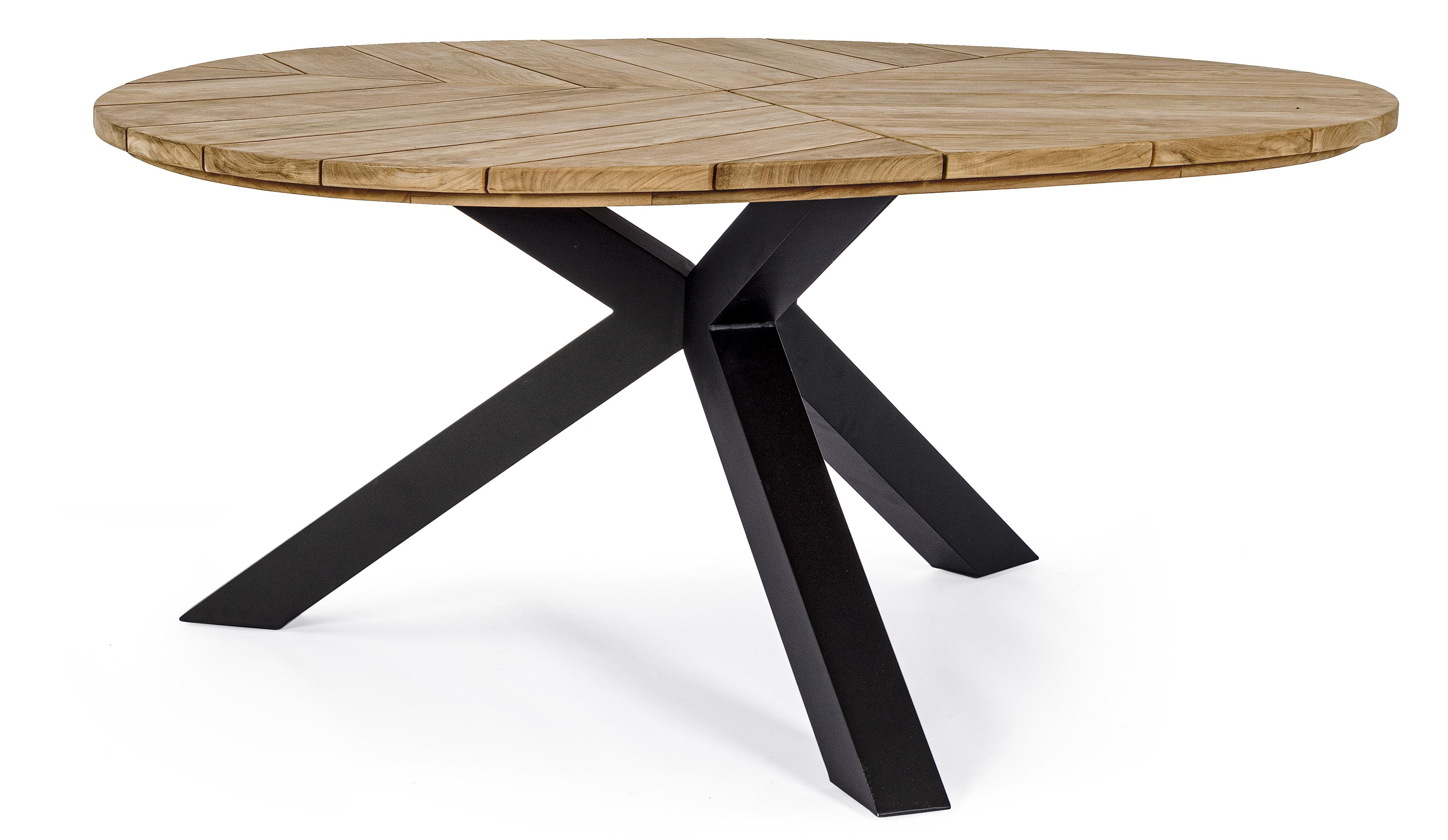 Table de jardin ronde teck et pieds en aluminium Pam D 160 cm | Leroy ...