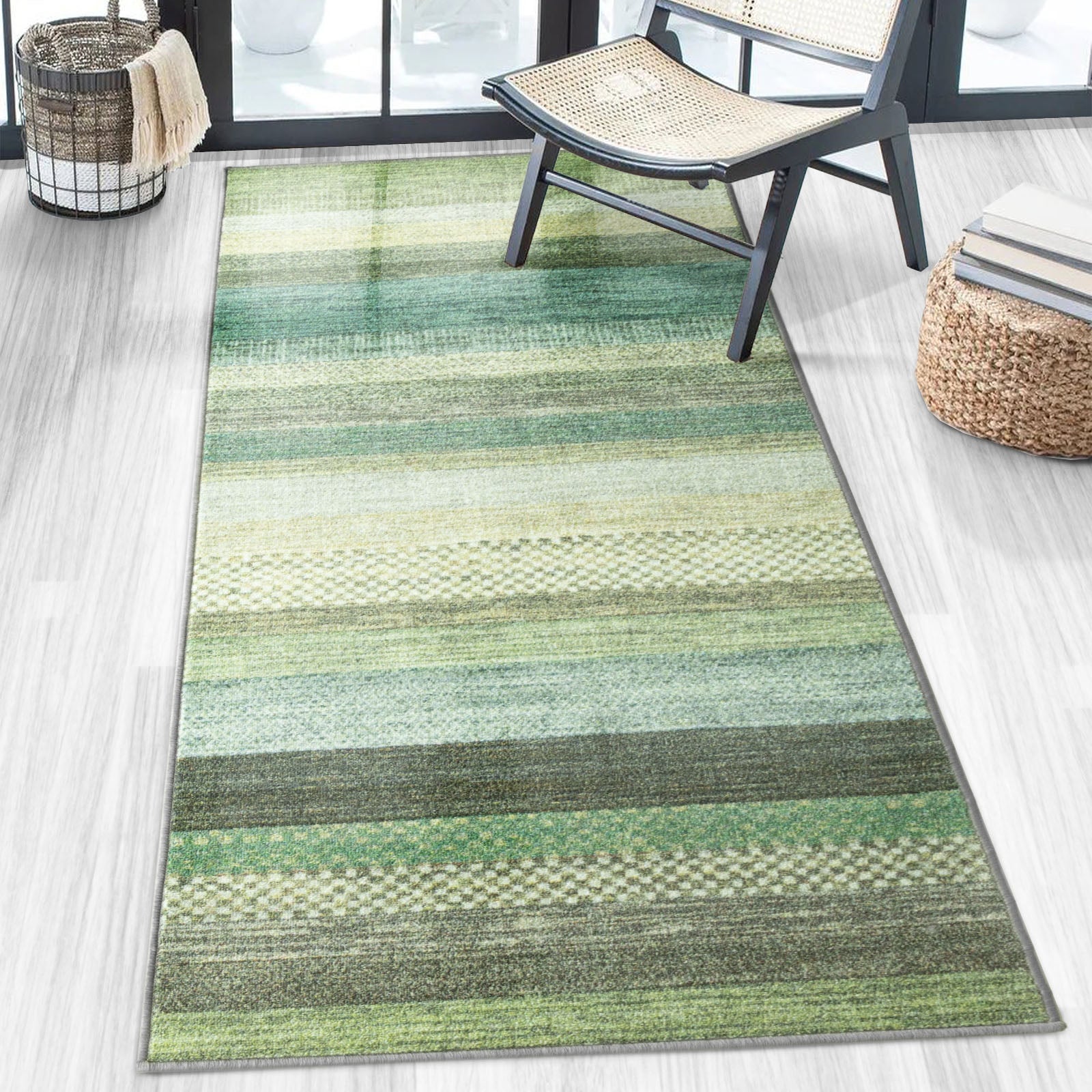 Tapis sur mesure Naxos Vert-Bleu 80 x 150 cm | Leroy Merlin