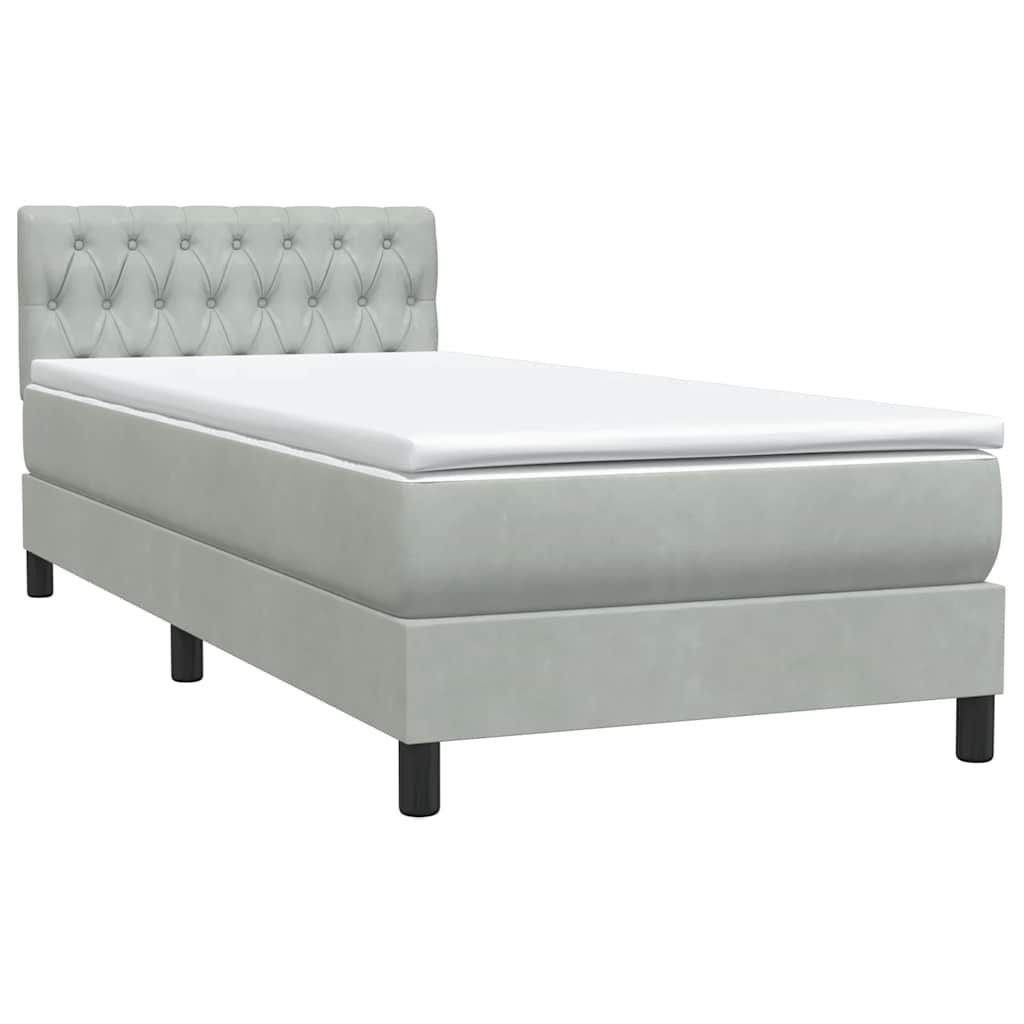 Cama box spring con colchón terciopelo gris claro 90x220 cm | Leroy Merlin