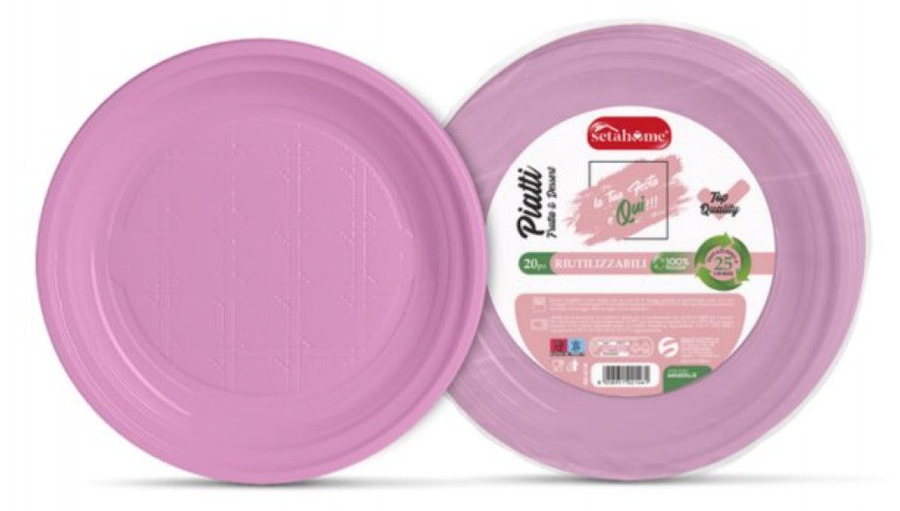 25 platos de postre reutilizables de color rosa | Leroy Merlin