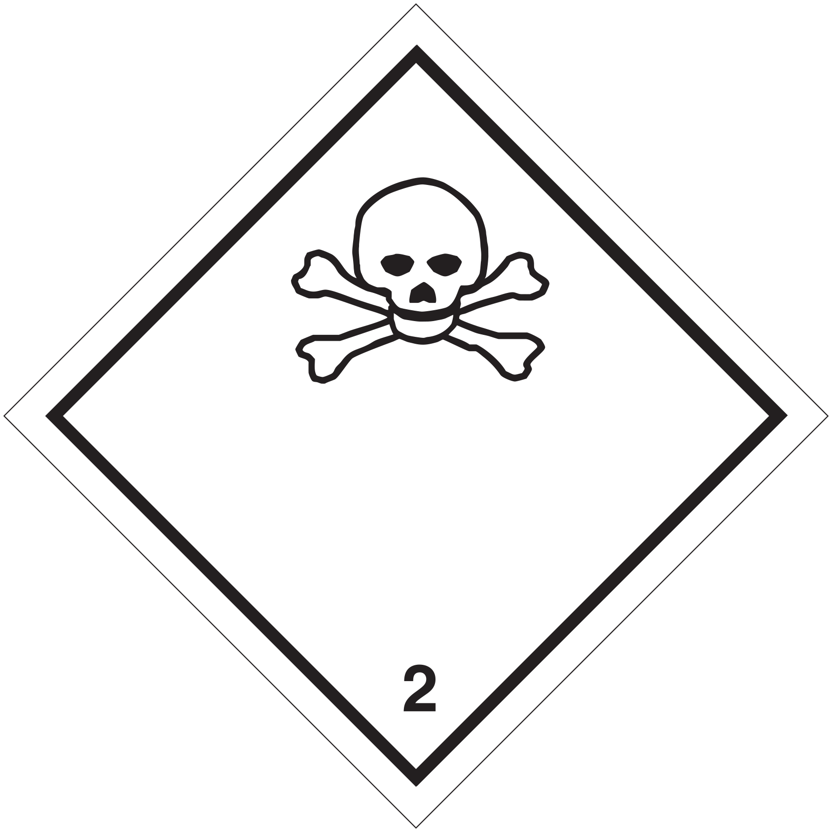 Étiquette PVC Classe 2 Division 2.3 pour Gaz Toxiques ADR - 100 mm x ...