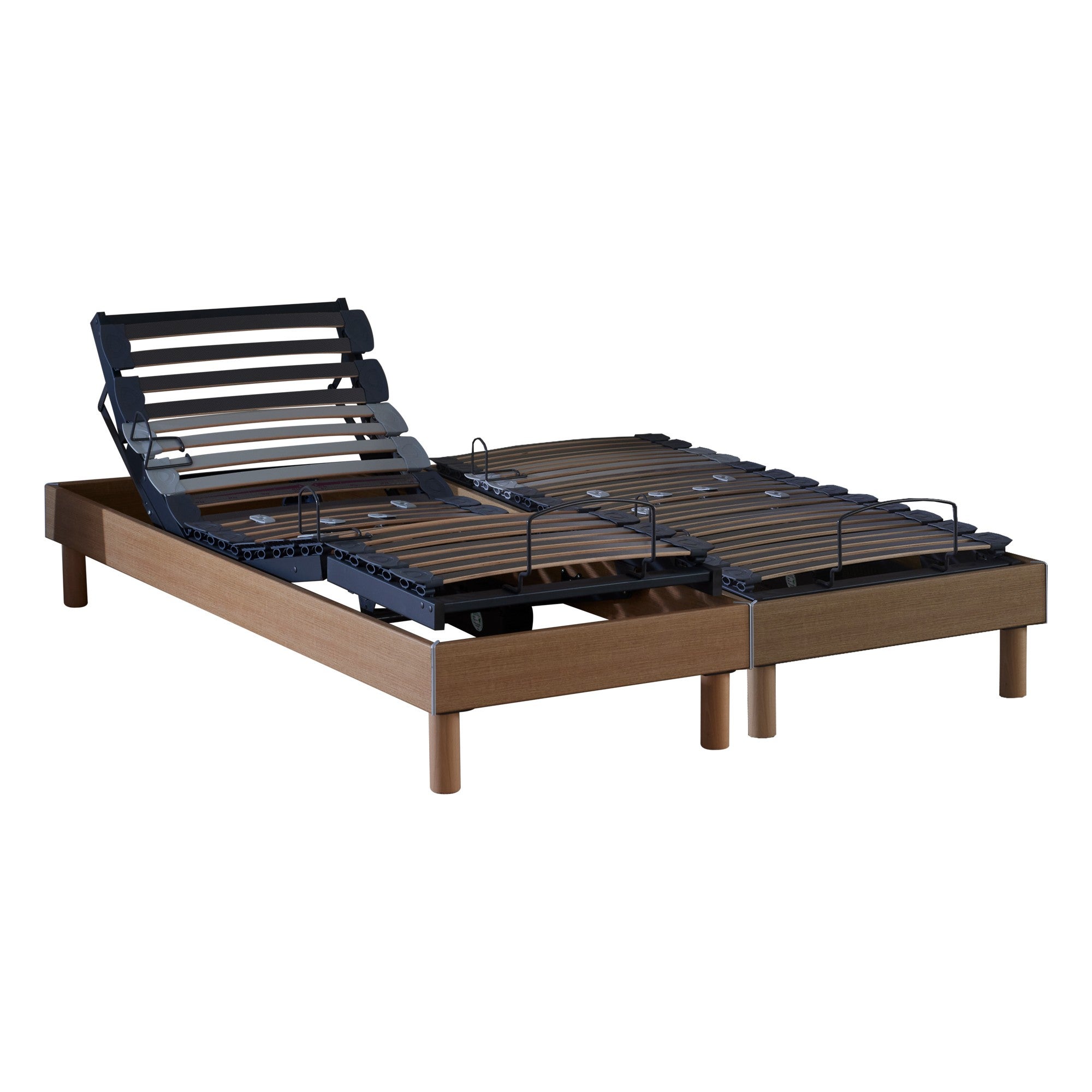 Lot de 2 lits électriques de relaxation multi lattes chêne clair 2x80 x ...