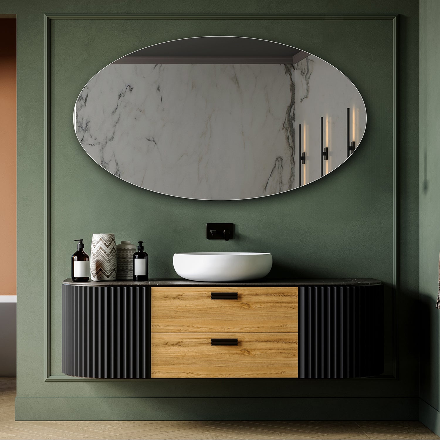 Espejo de pared ovalado para colgar 80x60cm – Espejo decorativo para ...
